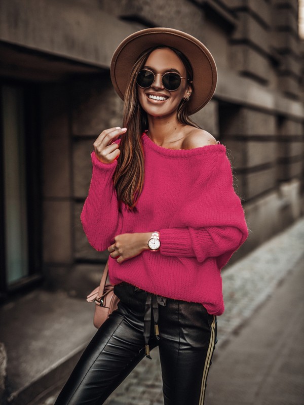 Sweter Rulon Cocomore fuksja Fuksja | UBRANIA \ SWETRY UBRANIA \ Smize ...