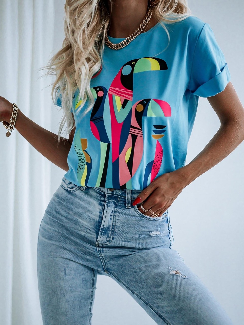 T-shirt TUKANY Niebieski | UBRANIA \ BLUZKI / T-Shirty BLUZKI i T-SHIRTY