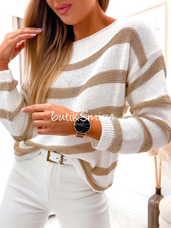 Cienki Sweter w złote paski JESS | UBRANIA \ BLUZKI / T-Shirty BLUZKI i ...