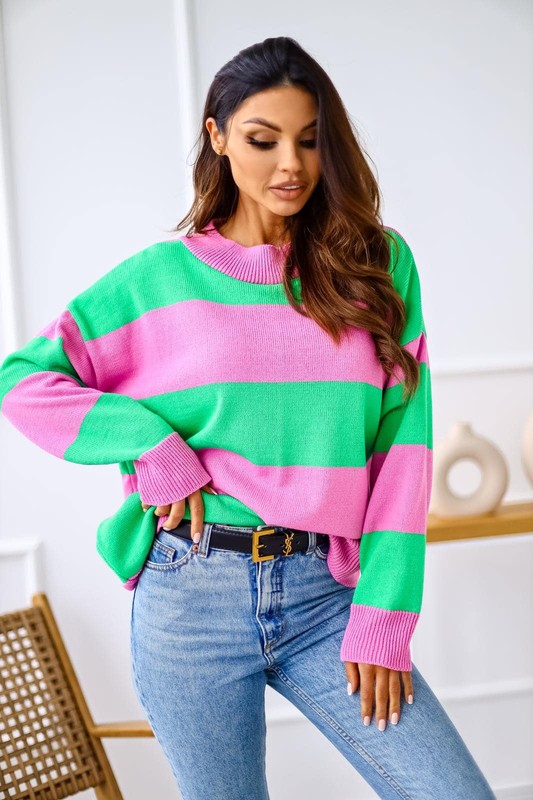 Sweter w pasy Paloma Me Gusta Róż / Zielony | UBRANIA \ SWETRY \ SWETRY ...